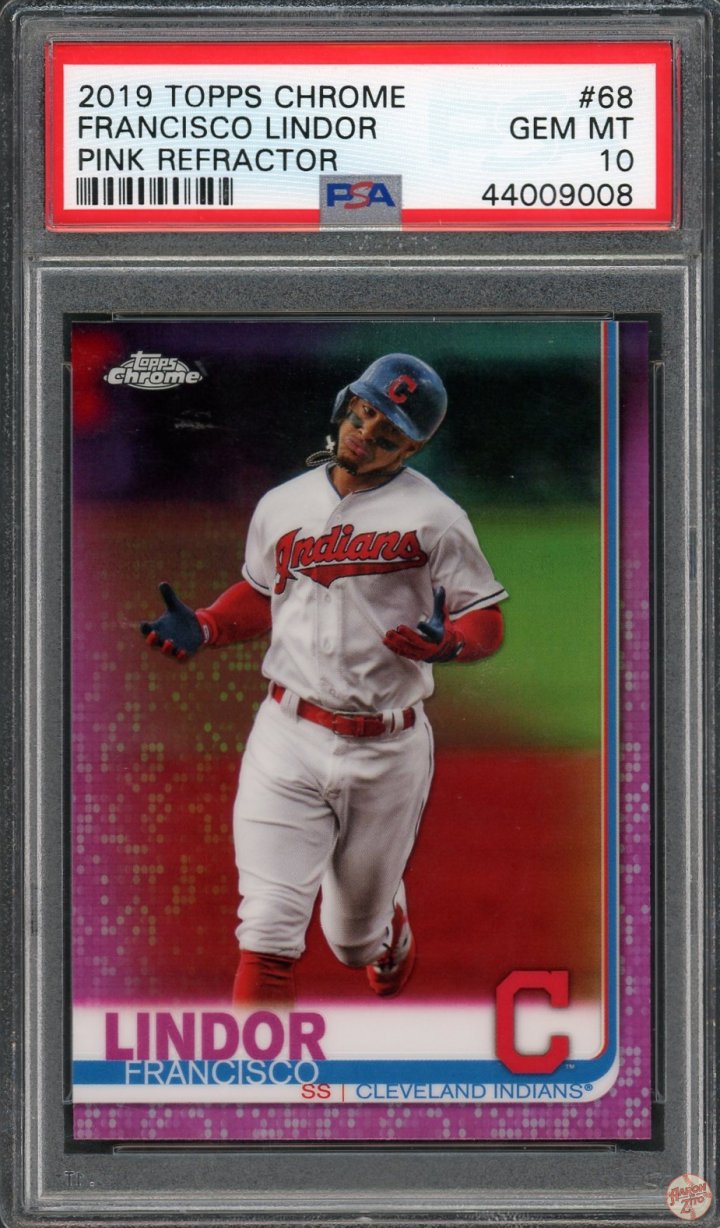 2019 Topps Chrome Francisco Lindor Pink Refractor #68 PSA 10 POP 11 ...