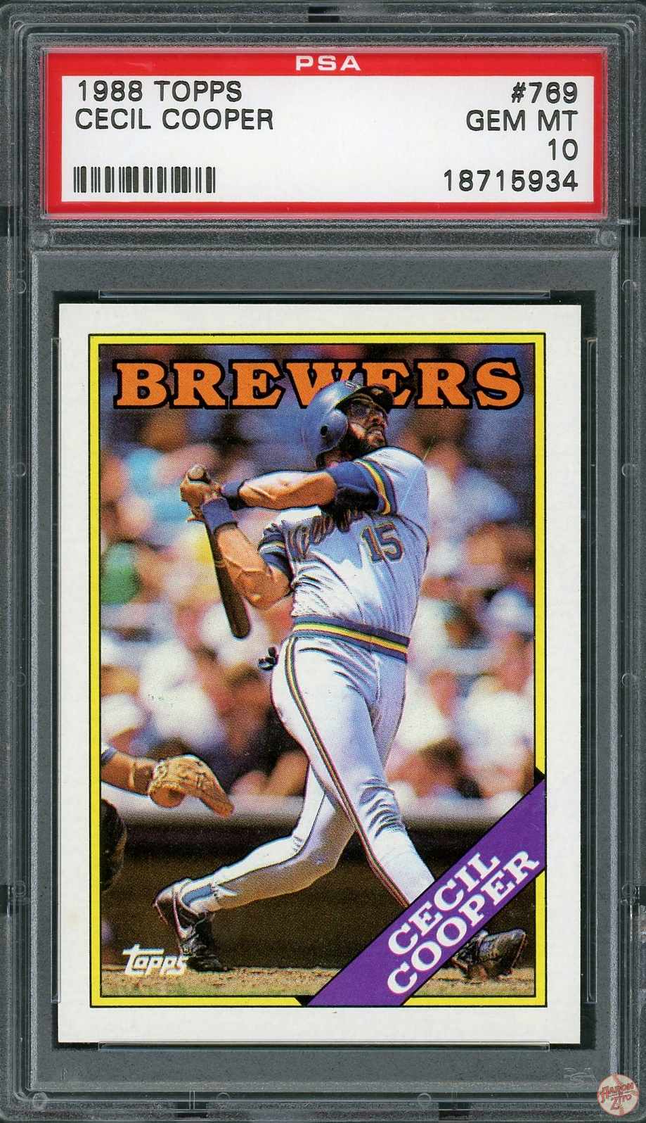 1988 Topps Cecil Cooper #769 PSA 10 POP 8 (934) – Aaron to Zito