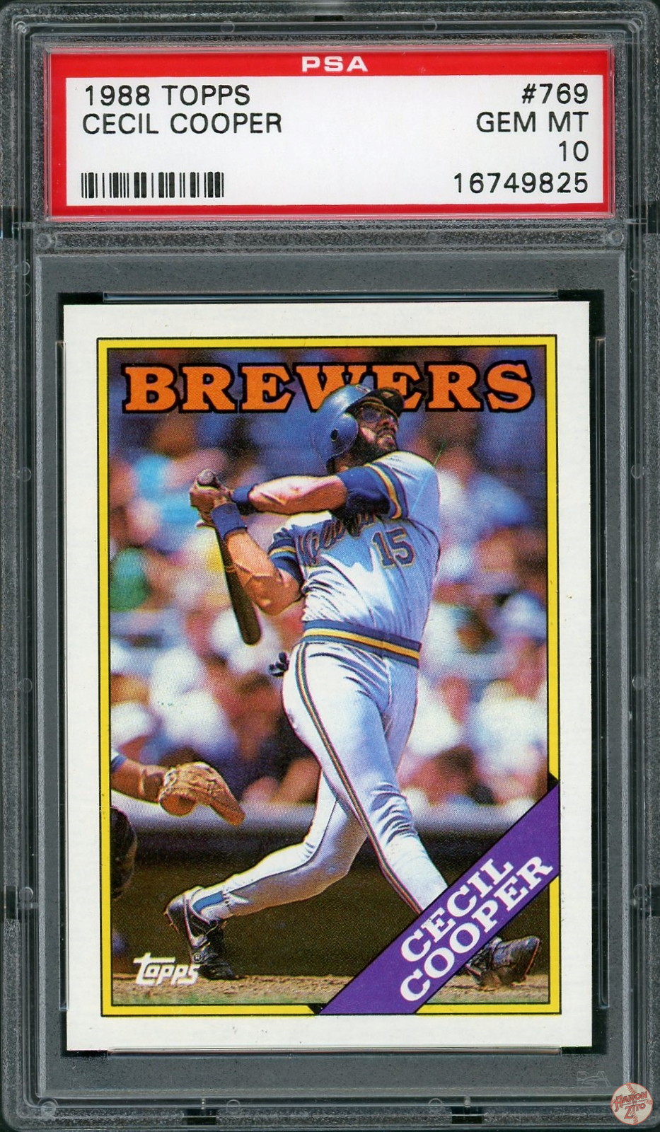 1988 Topps Cecil Cooper #769 PSA 10 POP 8 (825) – Aaron to Zito