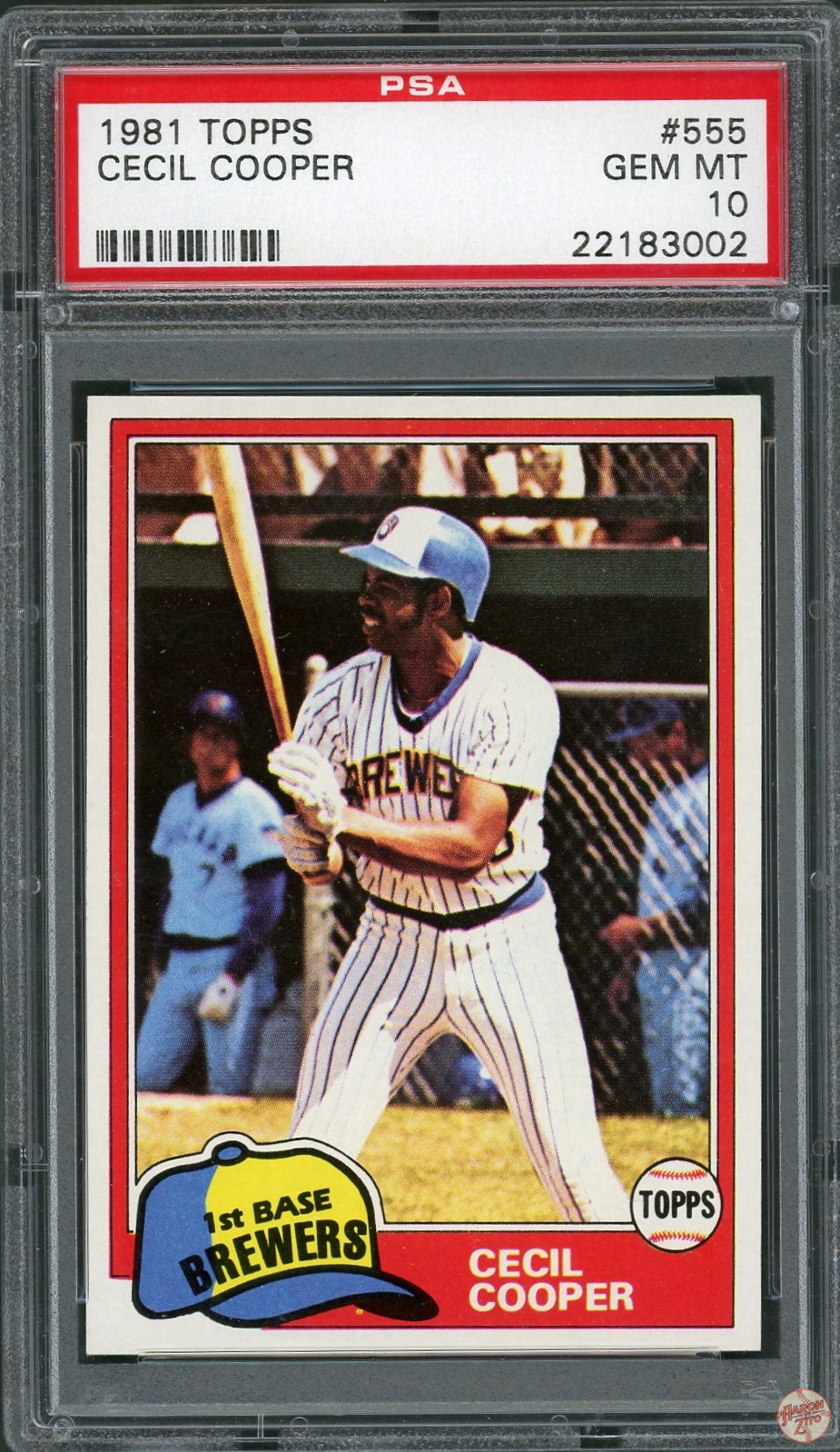 1981 Topps Cecil Cooper #555 PSA 10 POP 15 (002) – Aaron to Zito