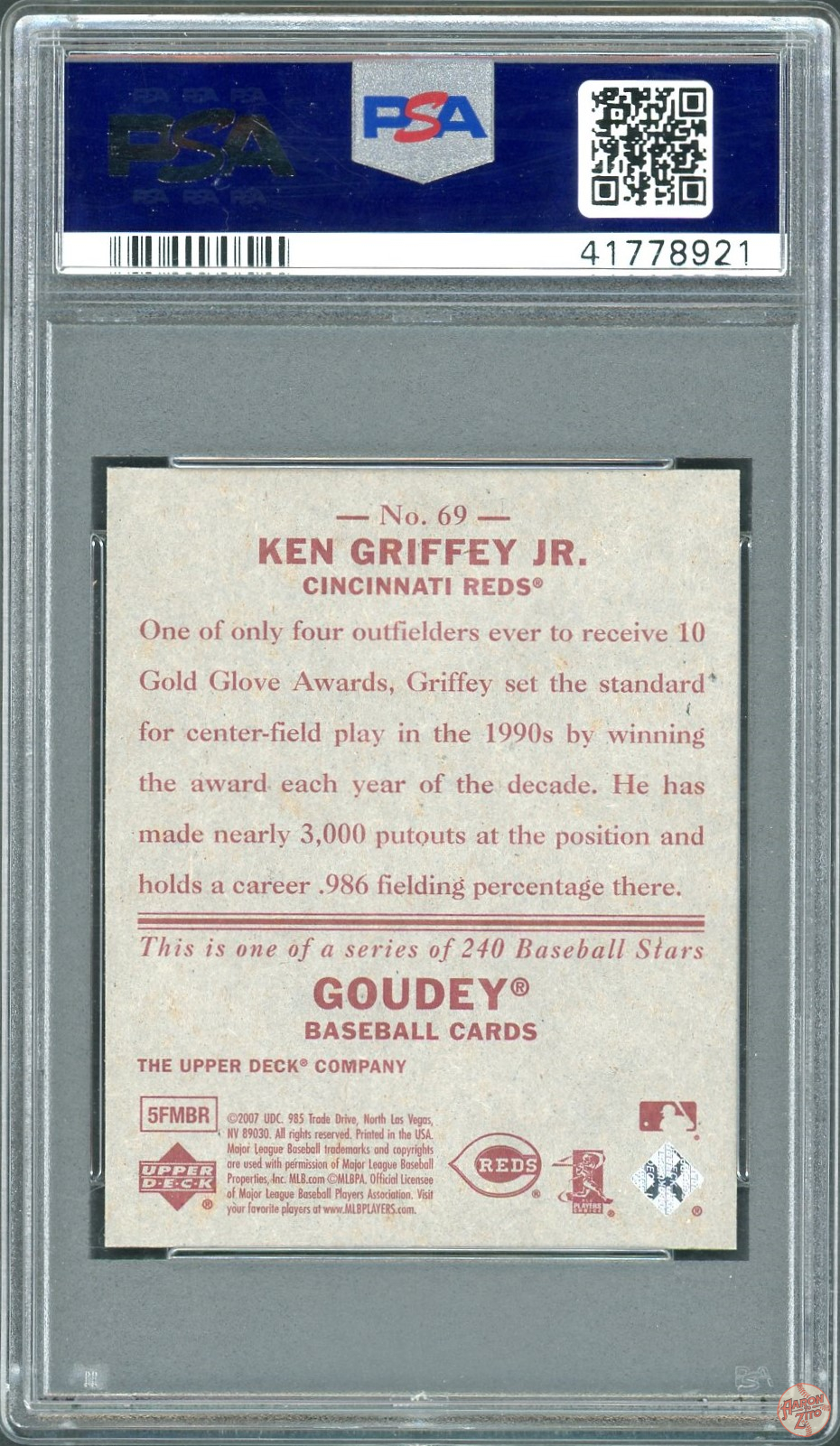 2007 Upper Deck Goudey Red Back Ken Griffey Jr. #69 PSA 10 POP 9 (921 ...
