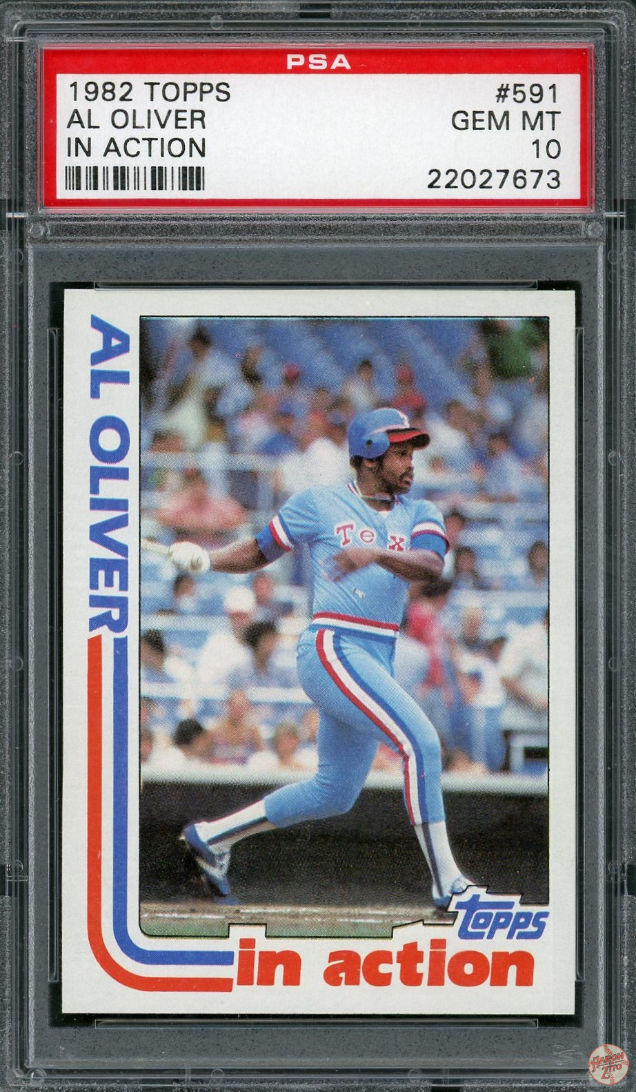 1982 Topps In-Action Al Oliver #591 PSA 10 POP 22 (673) – Aaron to Zito
