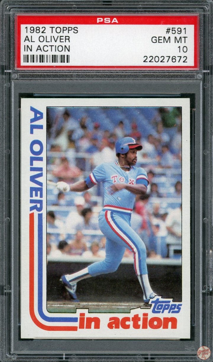 1982 Topps In-Action Al Oliver #591 PSA 10 POP 22 (672) – Aaron to Zito