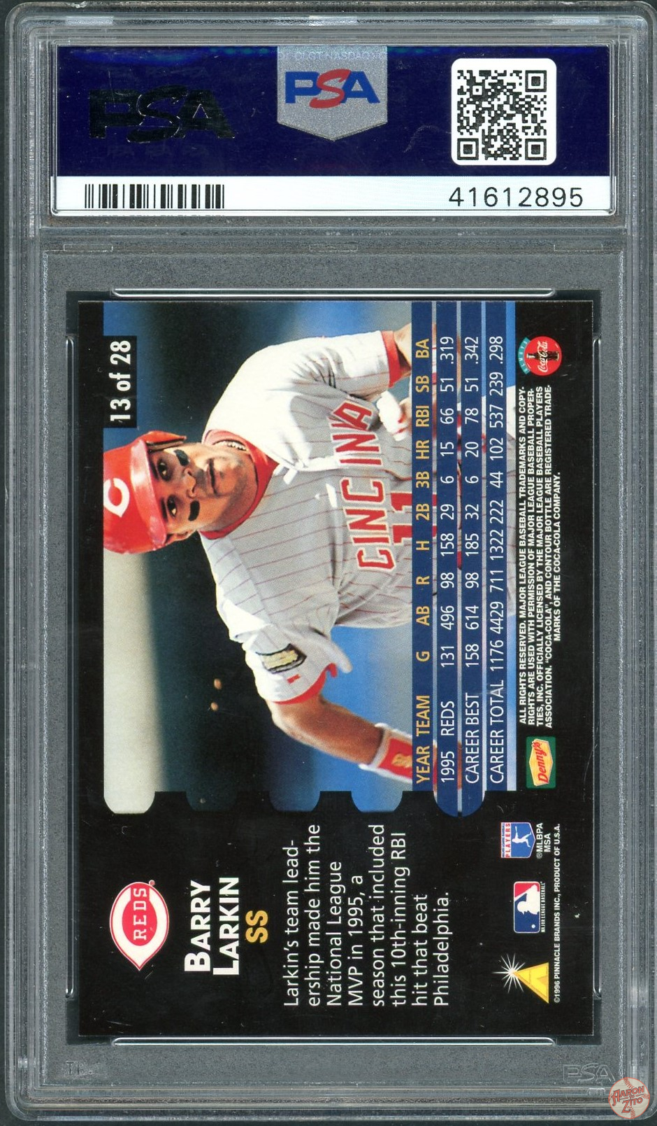 1996 Denny’s Instant Replay Holograms Barry Larkin #13 PSA 10 POP 6 ...