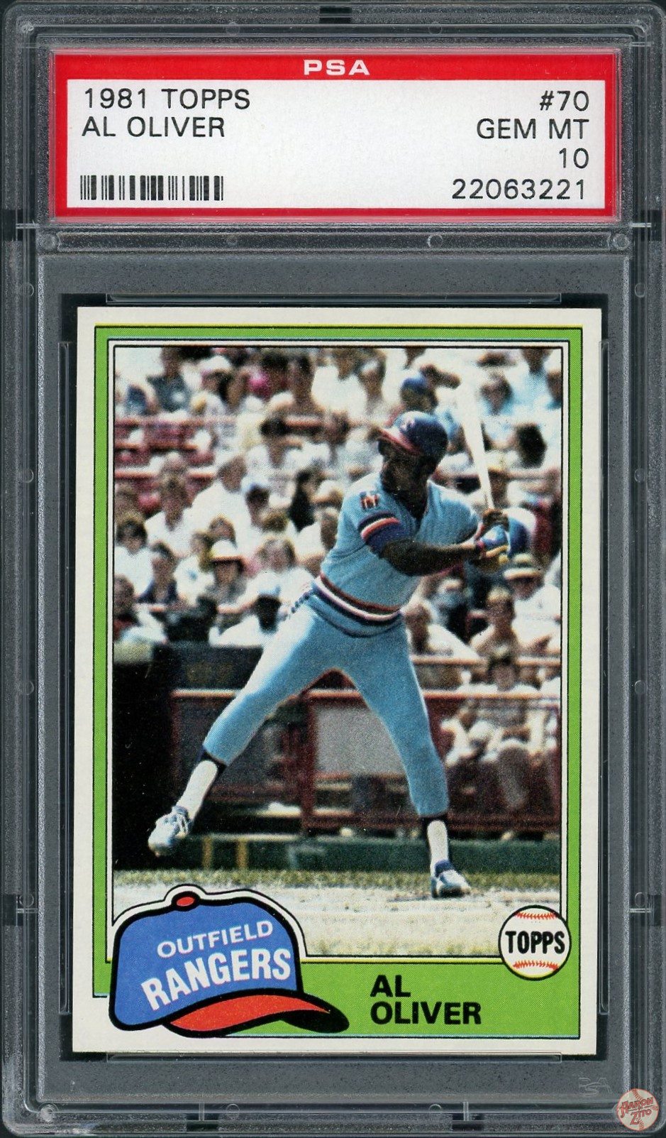 1981 Topps Al Oliver #70 PSA 10 POP 78 (221) – Aaron to Zito