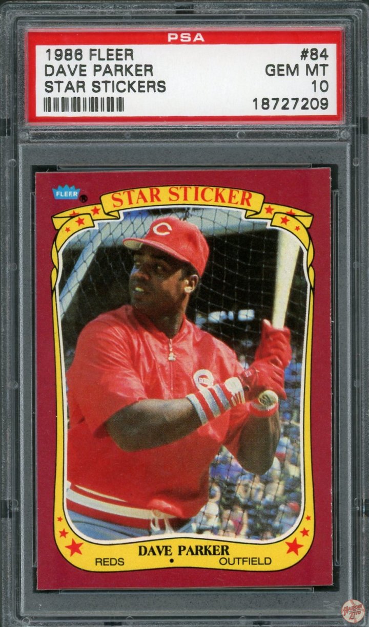 1986 Fleer Dave Parker Star Stickers #84 PSA 10 POP 7 (209) – Aaron to Zito