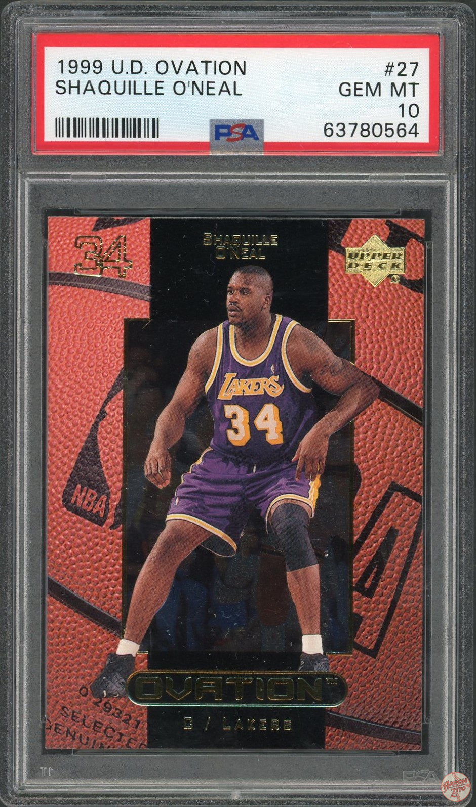1999 U.D. Ovation Shaquille O’Neal #27 PSA 10 POP 4 (564) – Aaron to Zito
