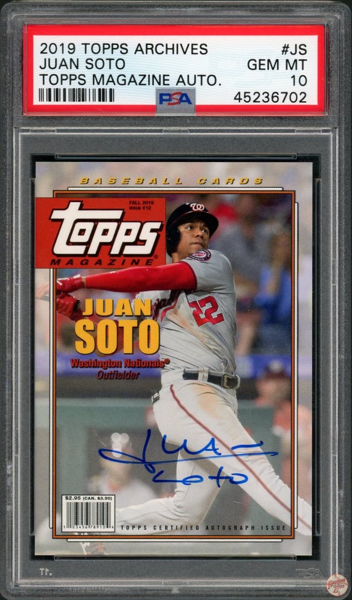 2019 Topps Archives Topps Magazine AUTO Juan Soto #JS PSA 10 POP 5 (702 ...