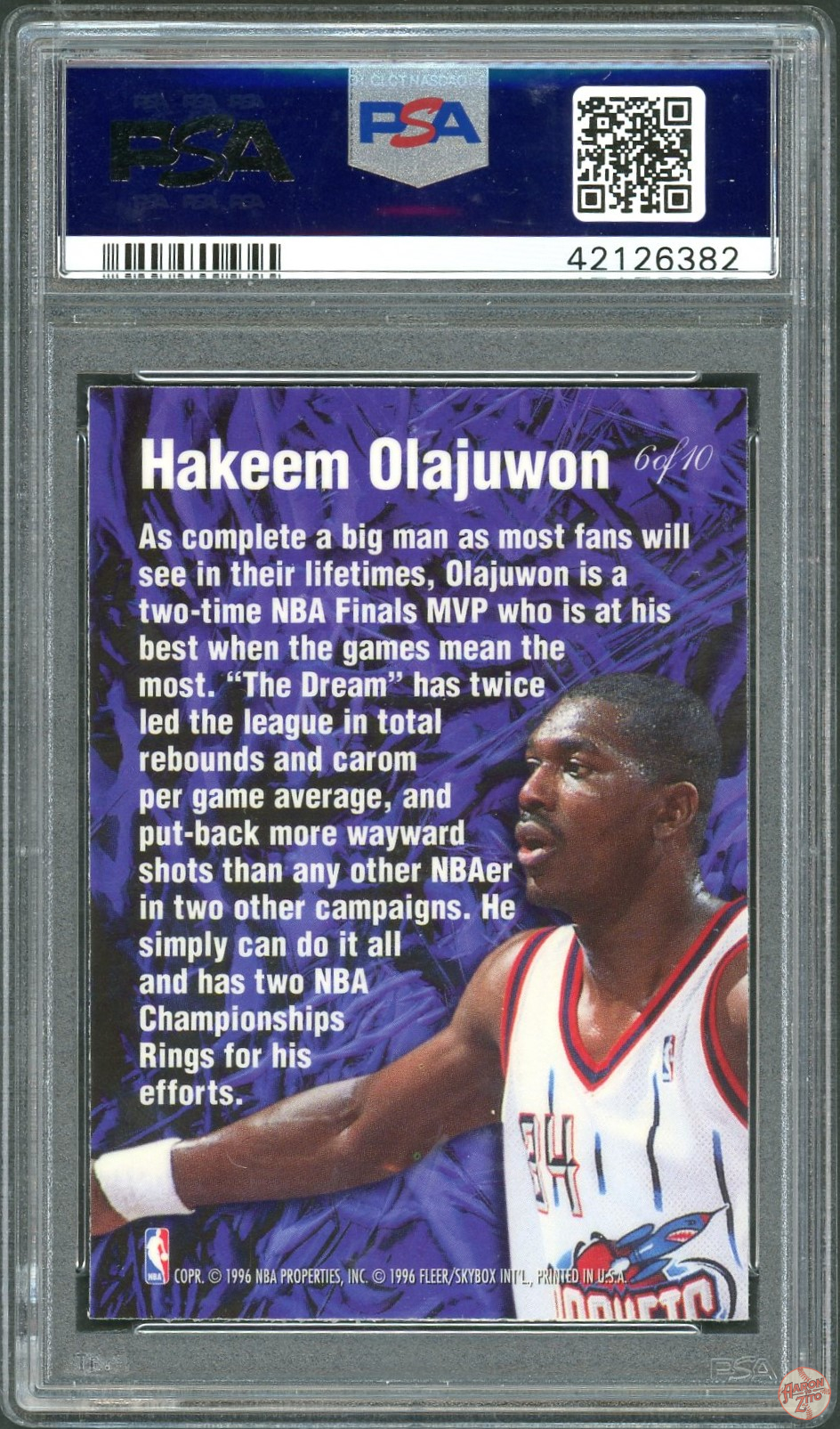 1995 Flair Anticipation Hakeem Olajuwon #6 PSA 10 POP 3 (382) – Aaron ...