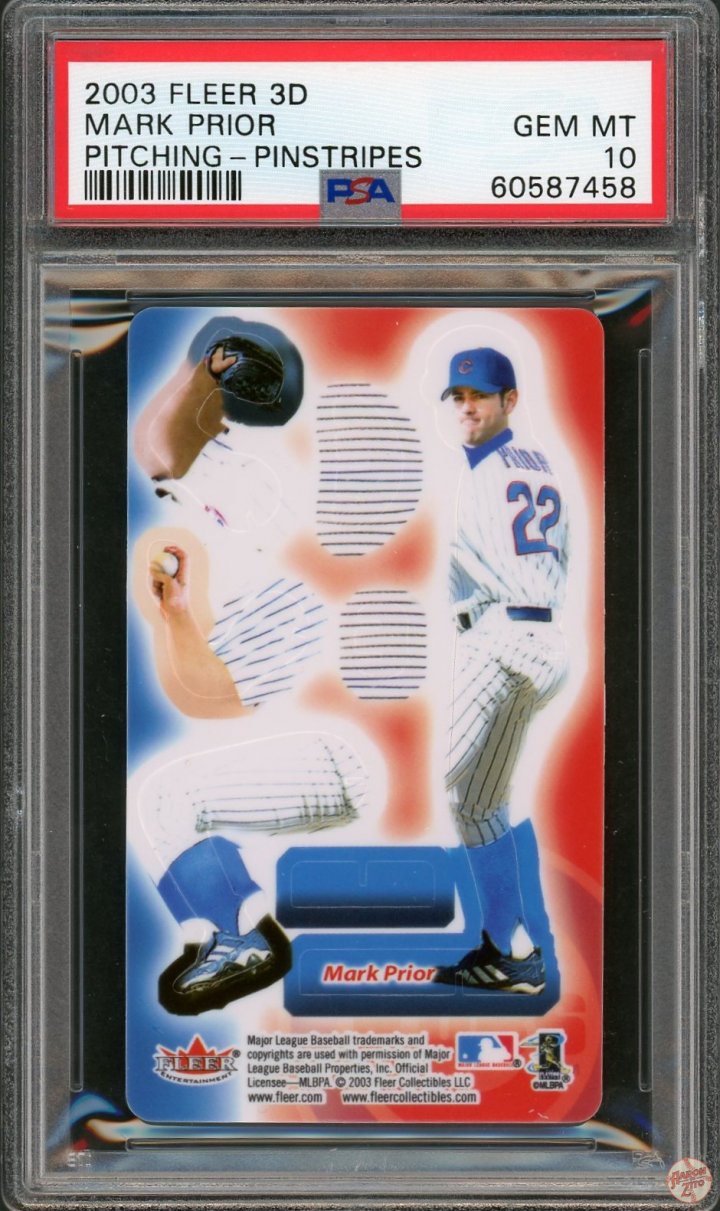 2003 Fleer 3D Mark Prior Pitching-Pinstripes PSA 10 POP 2 (458) – Aaron ...