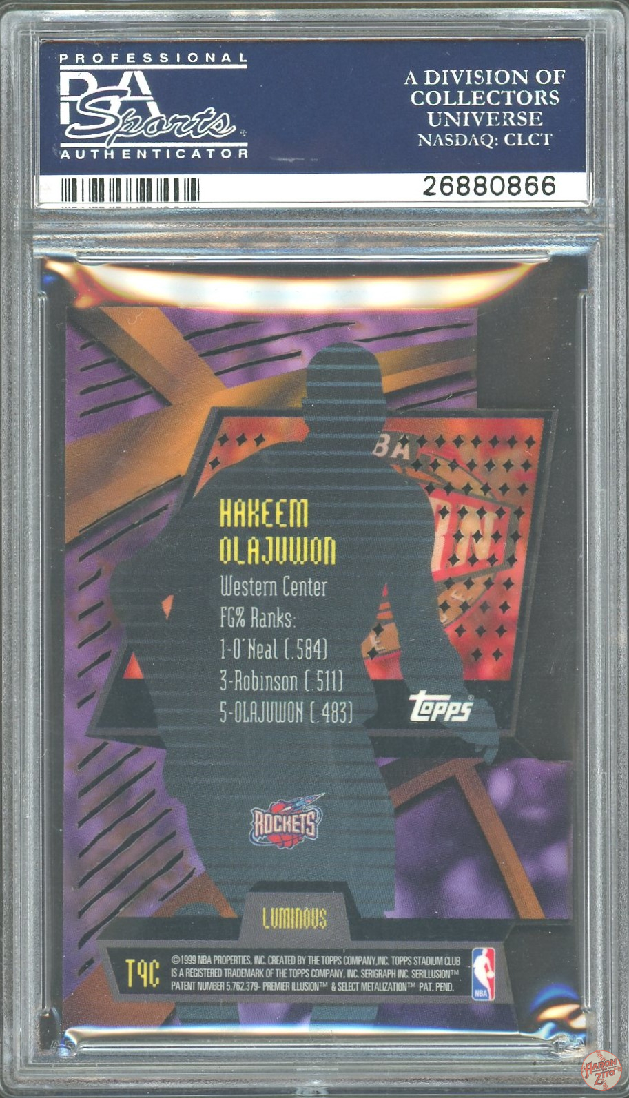 1998 T.S.C. Triumvirate Hakeem Olajuwon Luminous #T9C PSA 10 POP 5 (866 ...