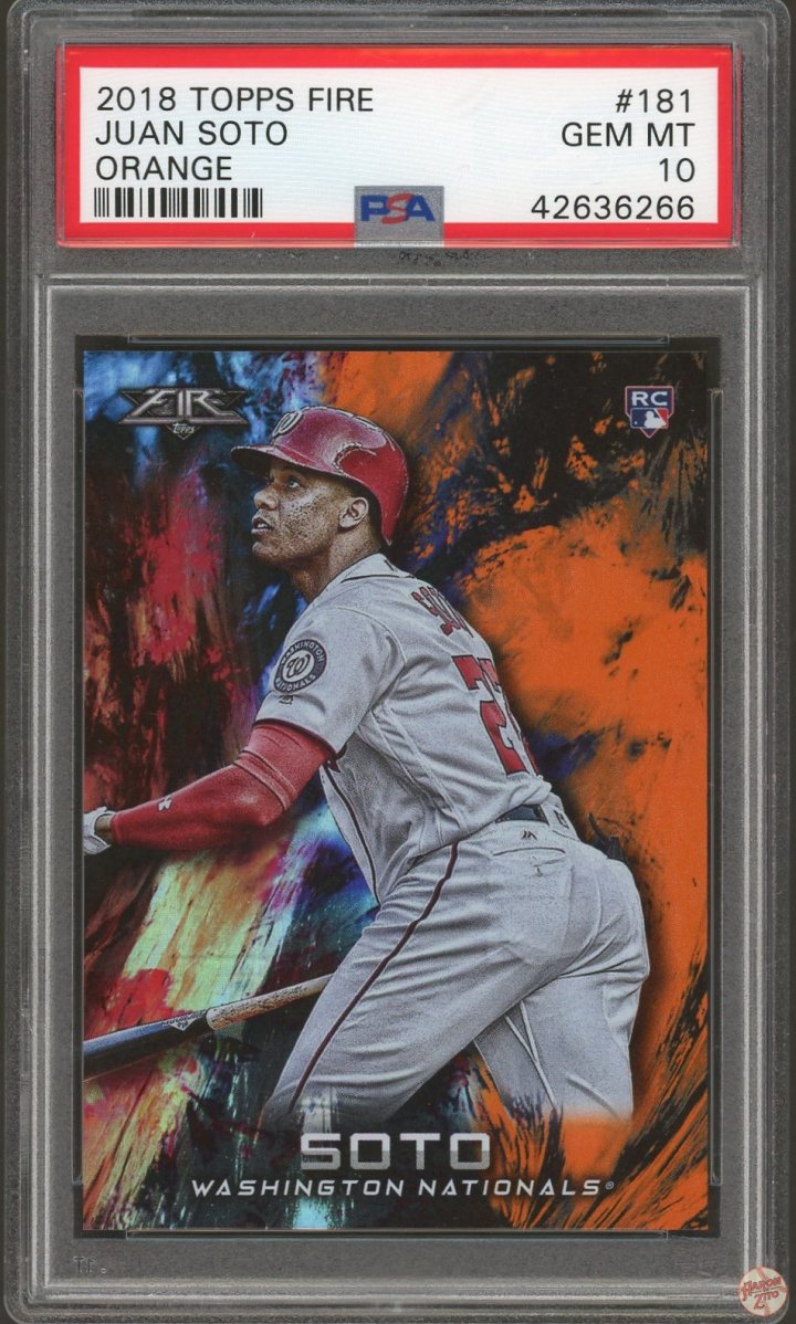 2018 Topps Fire Juan Soto Orange 189/299 #181 PSA 10 POP 13 (266 ...