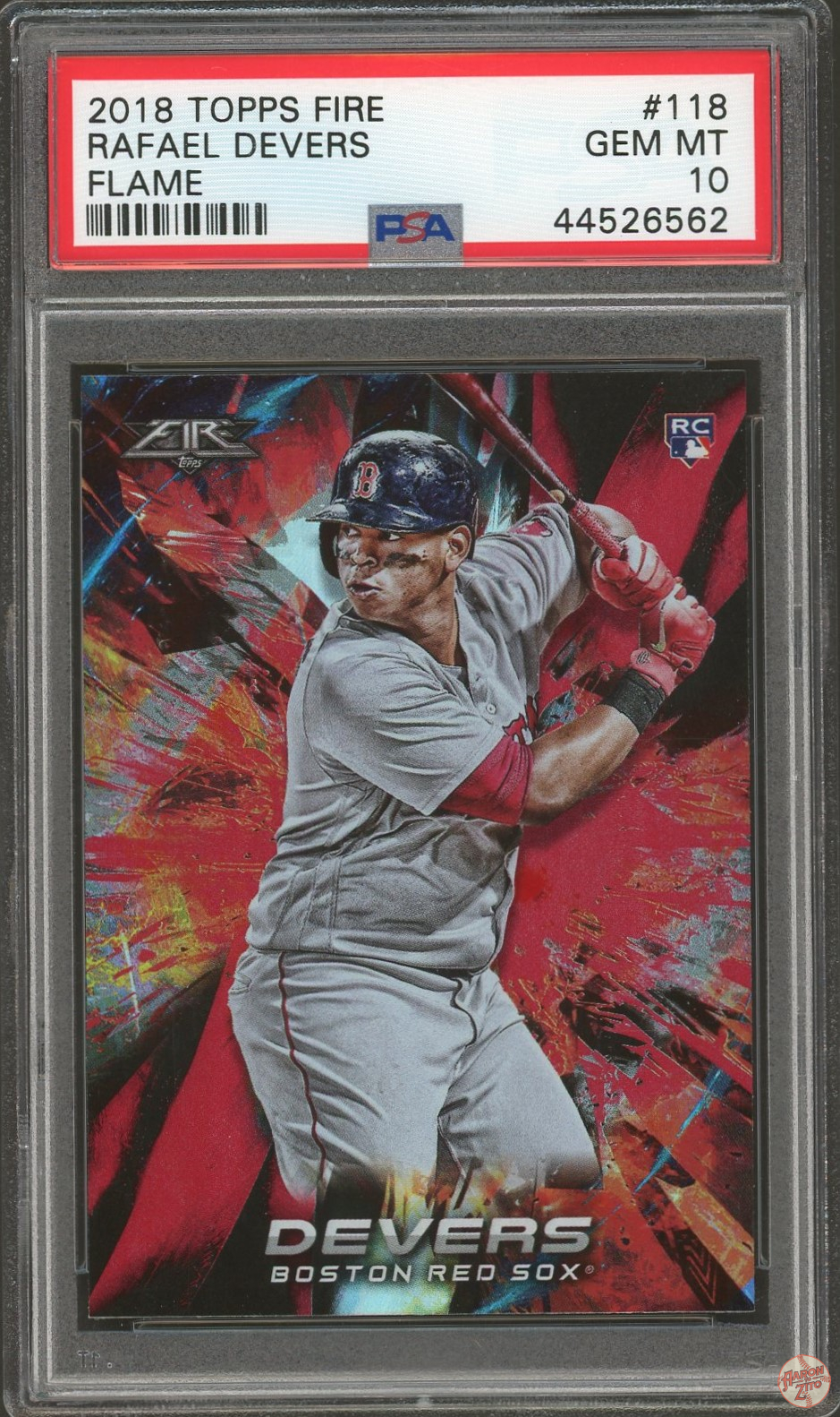 2018 Topps Fire Flame Rafael Devers #118 PSA 10 POP 5 (562) – Aaron to Zito