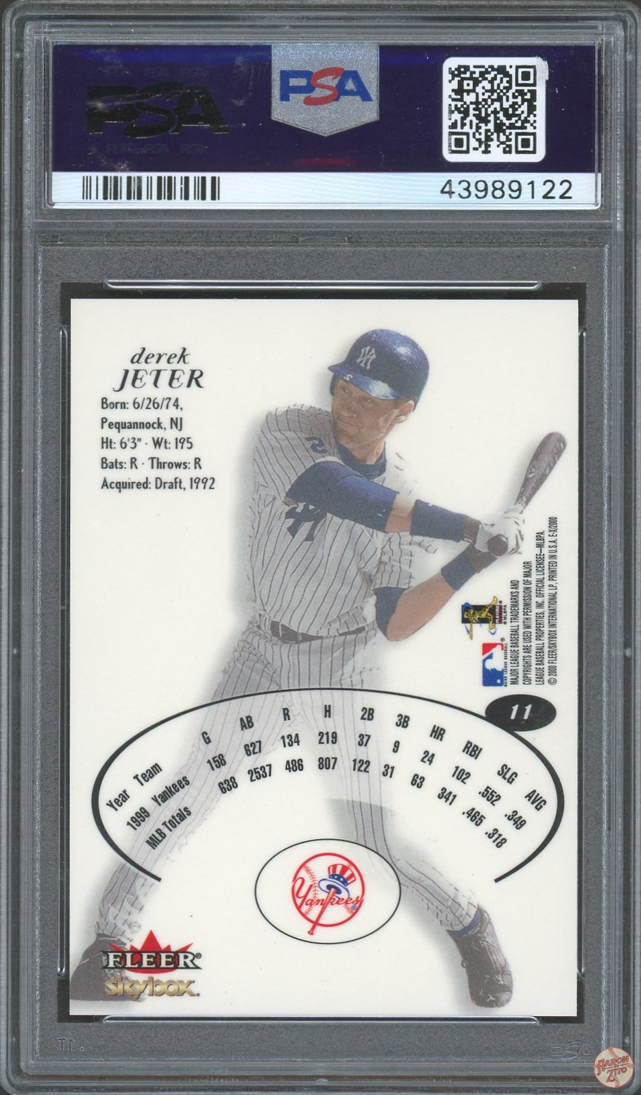 2000 Skybox E-X Derek Jeter #11 PSA 10 POP 50 (122) – Aaron to Zito