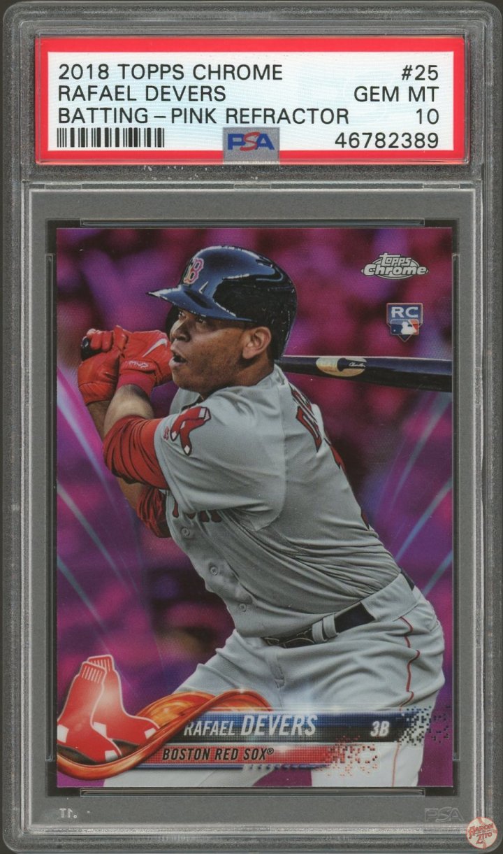 2018 Topps Chrome Pink Refractor Rafael Devers #25 PSA 10 POP 407 (407 ...