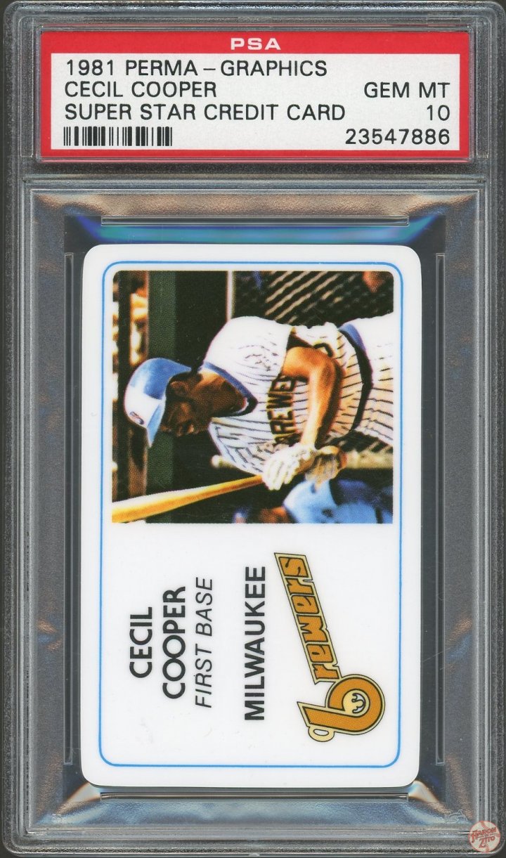 1981 Perma-Graphics Super Star Credit Card Cecil Cooper #NA PSA 10 POP ...